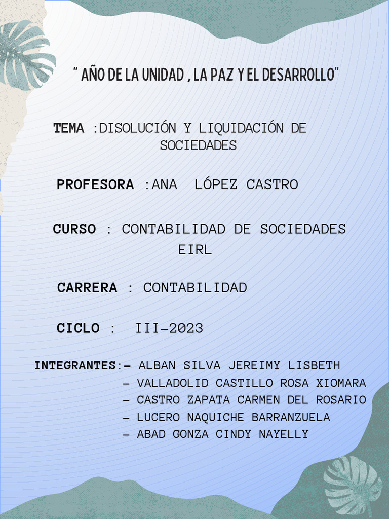 Disolucion y Liquidación de Sociedades. | PDF | Liquidación | Sociedad de responsabilidad limitada