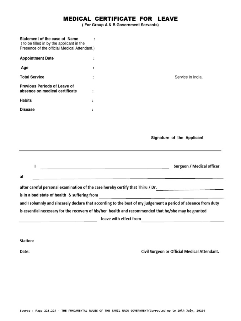 Medical Leave Certificate for Officers | PDF