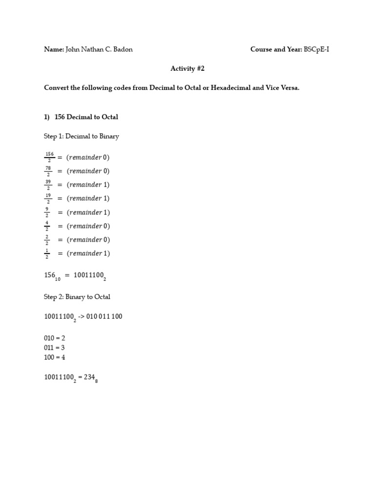 Cpe 11 - Activity 2 | PDF | Arithmetic | Computing