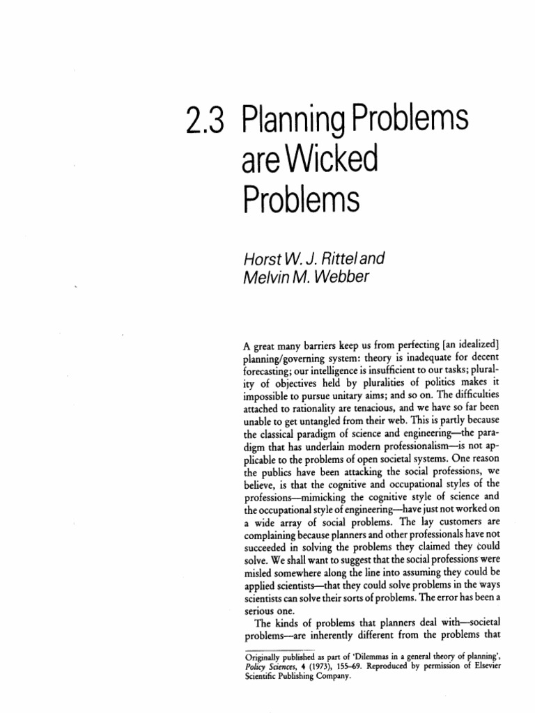 #RITTEL VEBER, Planing Problems Are Wicked Problems 11 PP | PDF