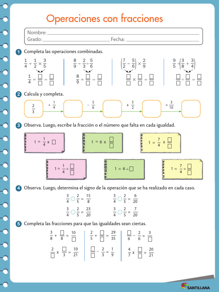 Ejercicios de Fracciones | PDF | Matemáticas