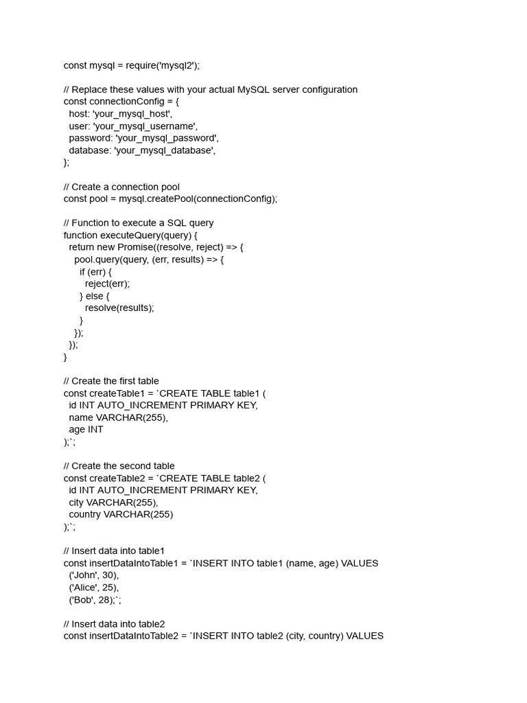 MySQL Database Setup Script | PDF