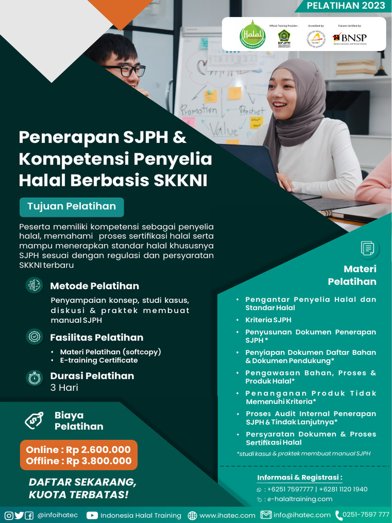 Penerapan SJPH & Kompetensi Penyelia Halal Berbasis SKKNI: Tujuan ...