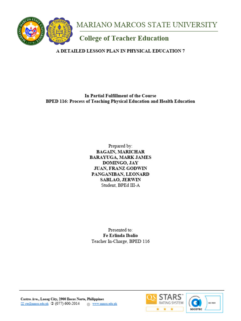 Bped-116 LP Pe Grade-7 Group | PDF | Physical Education | Physical Fitness