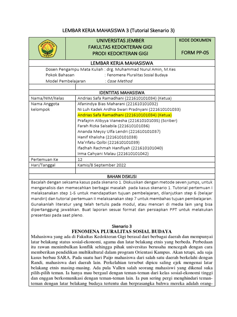 22-034 - Andrias Safa Ramadhani Humaniora Laporan Tutorial 3 | PDF