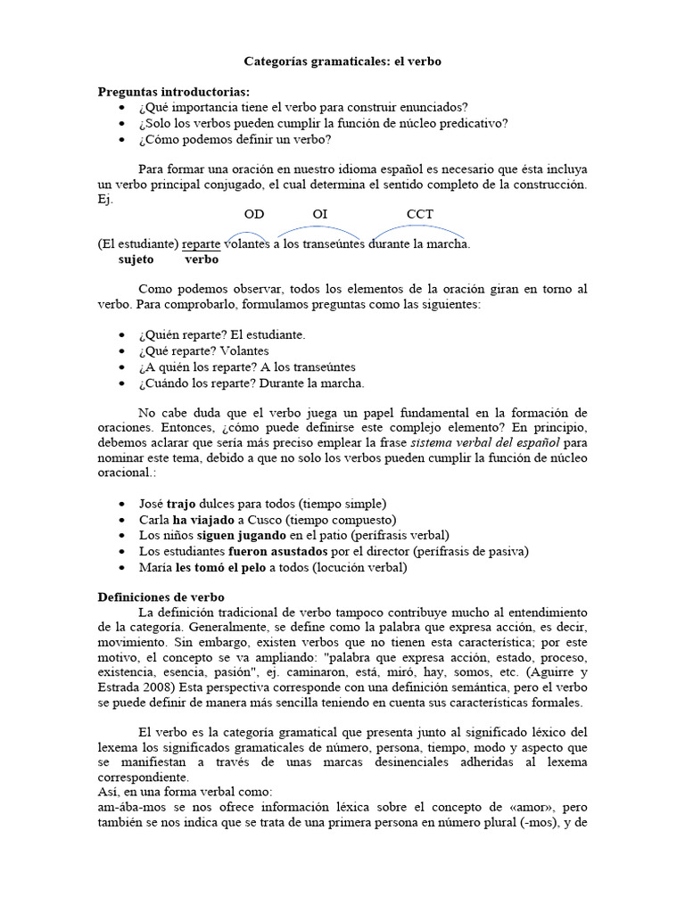 3 EL Nucleo (VERBO) | PDF | Estudios de idiomas extranjeros