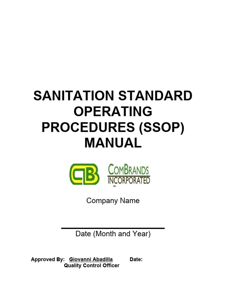 Cbi Ssop | PDF | Sanitation | Hand Washing