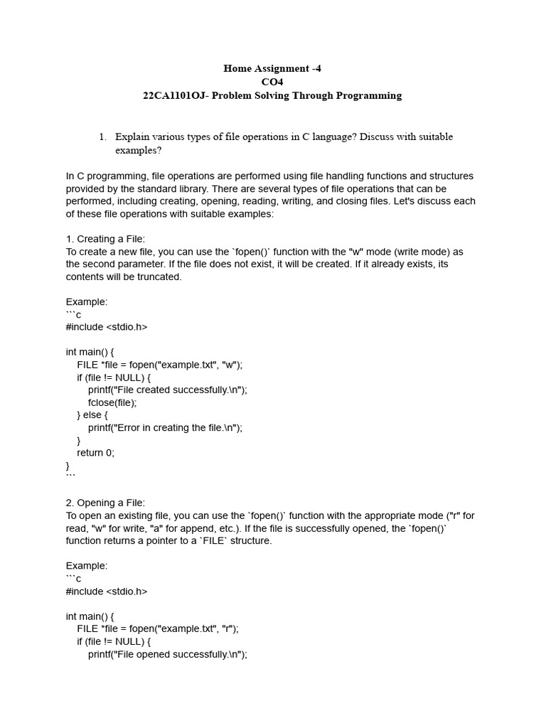PSP Assignment - 4 | PDF | Pointer (Computer Programming) | Software