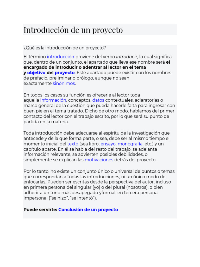 Introducción de Un Proyecto | PDF