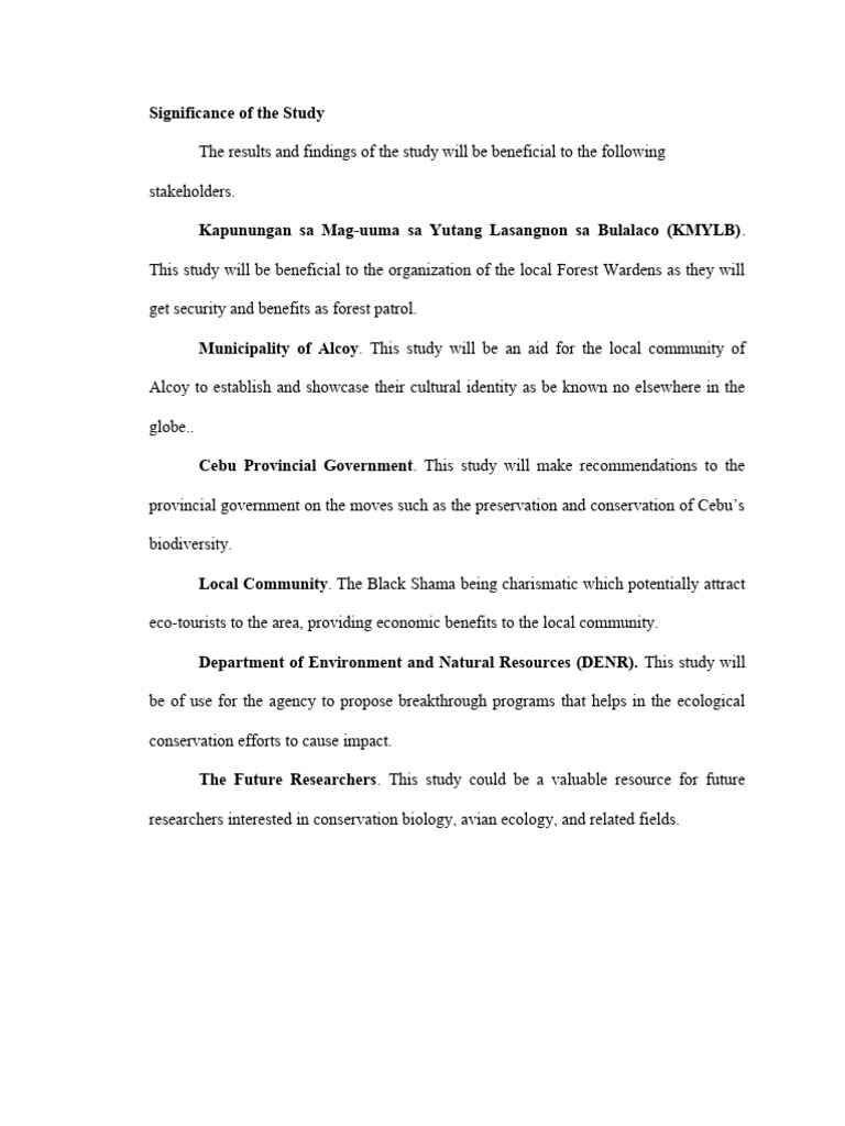 Sample Significance of The Study | PDF