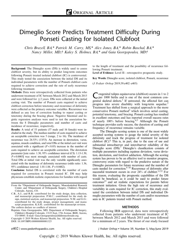 Dimeglio Score Untuk Clubfoot | PDF | Clinical Medicine | Medical ...