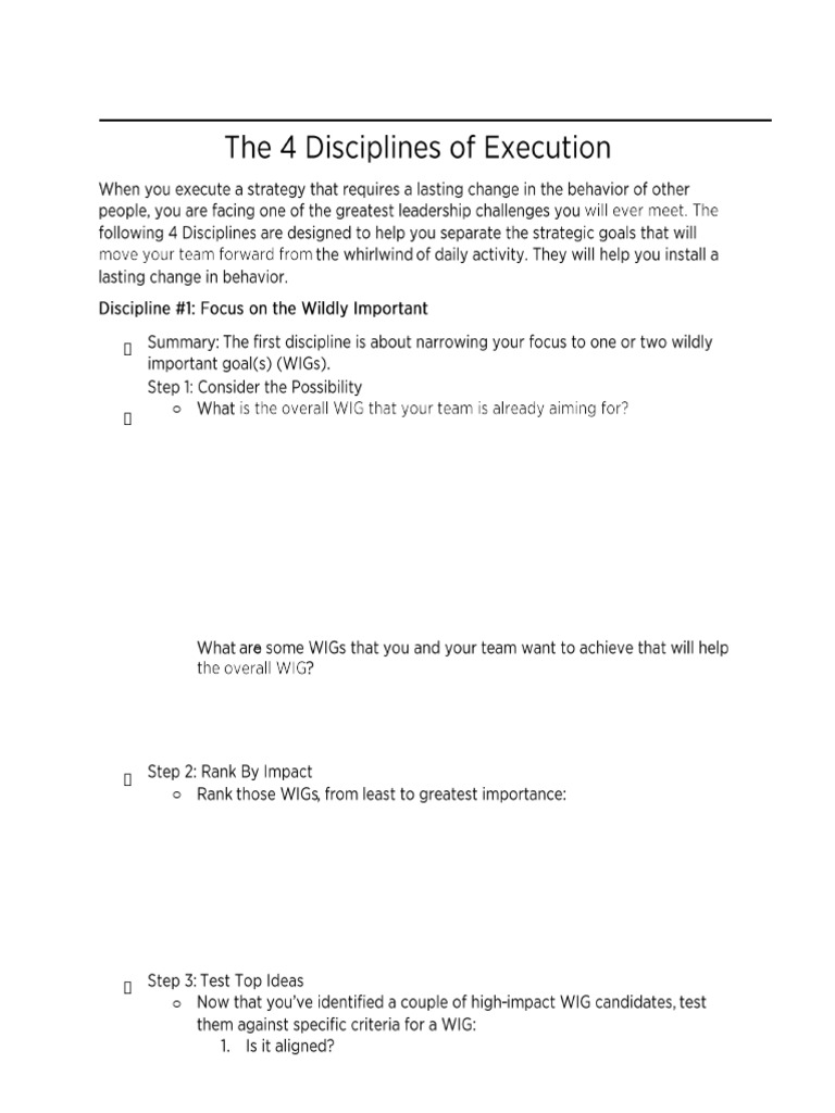 4DX Worksheet | PDF