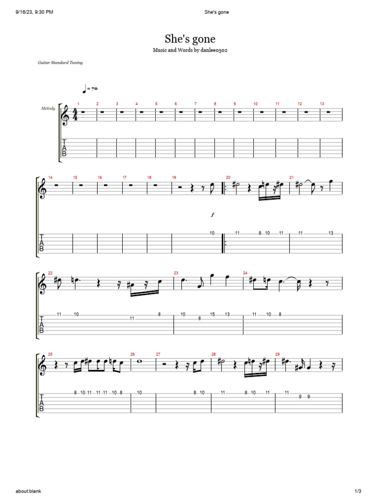 She's Gone | PDF | Music Technology | String Instruments