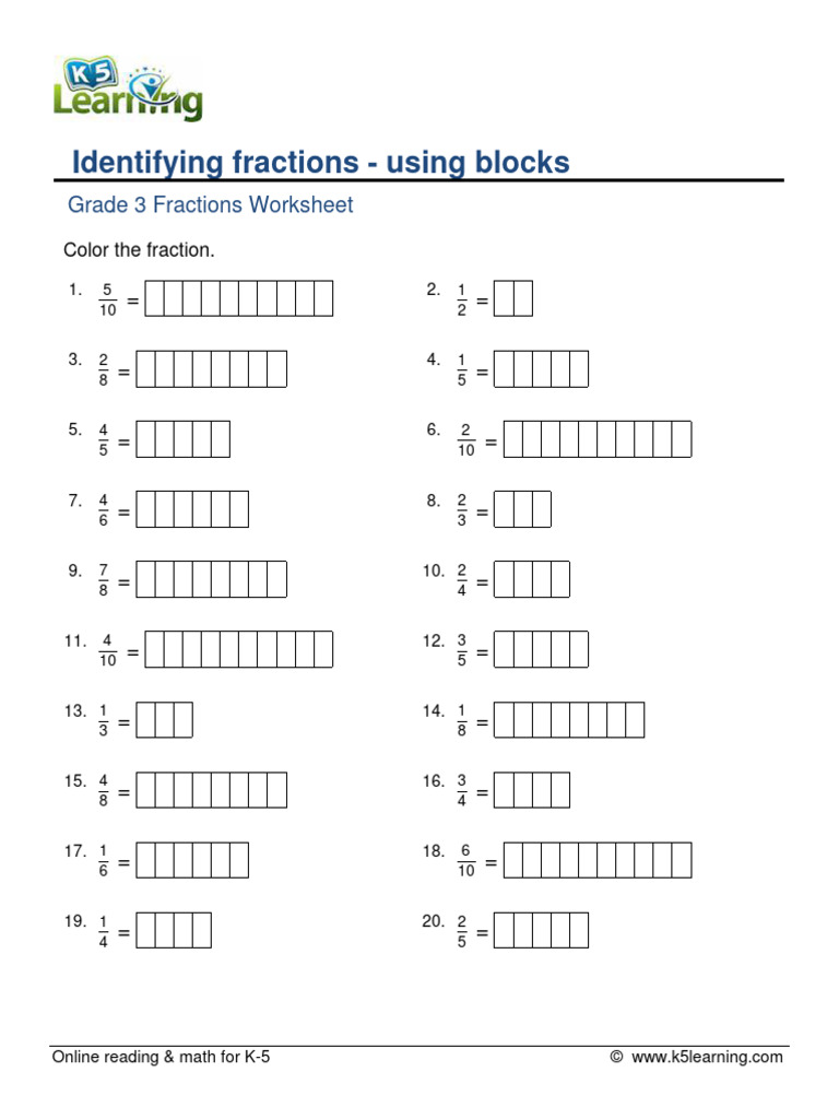 Grade 3 Identify Fractions Color F | PDF
