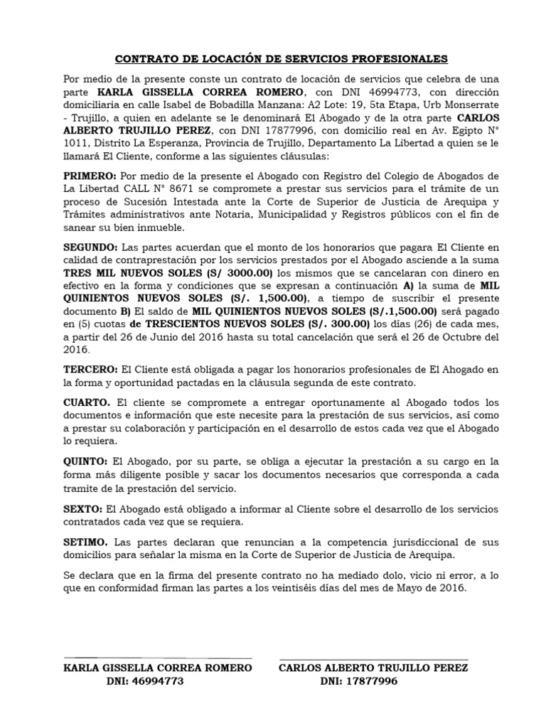 Contrato de Abogado | PDF