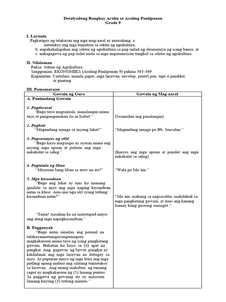 Toaz - Info Detalyadong Banghay Aralin Sa Araling Panlipunan PR | PDF