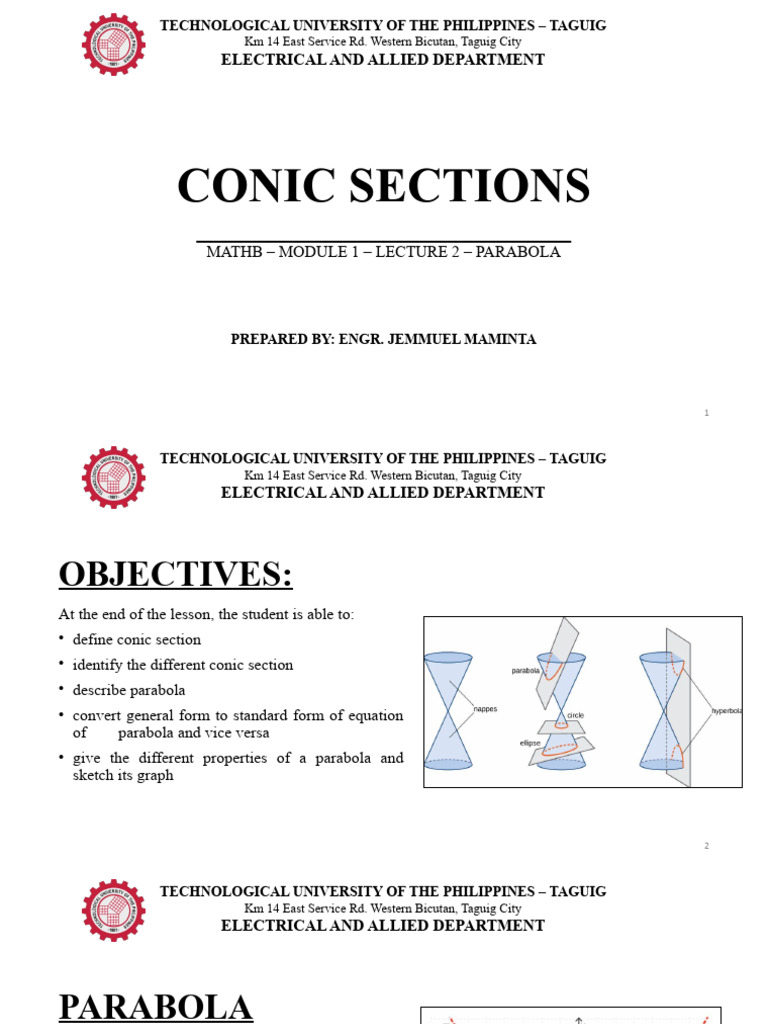 Conic Sections, Parabola | PDF | Analytic Geometry | Euclidean Geometry