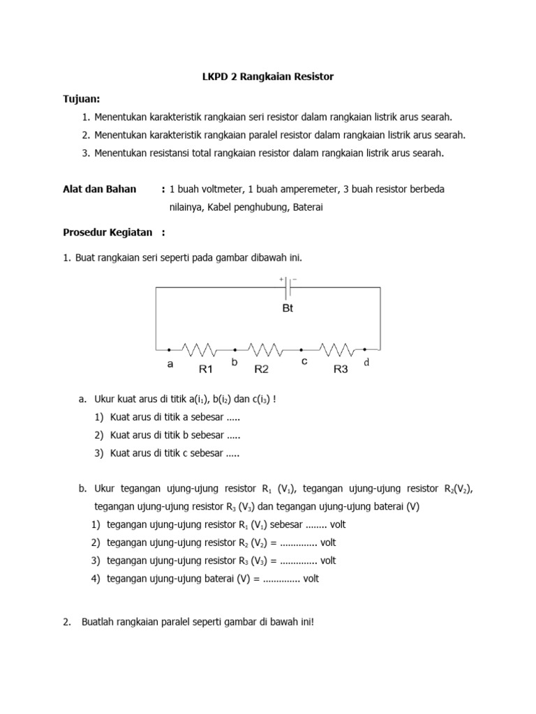 LKPD 2 (Rangkaian Resistor) | PDF
