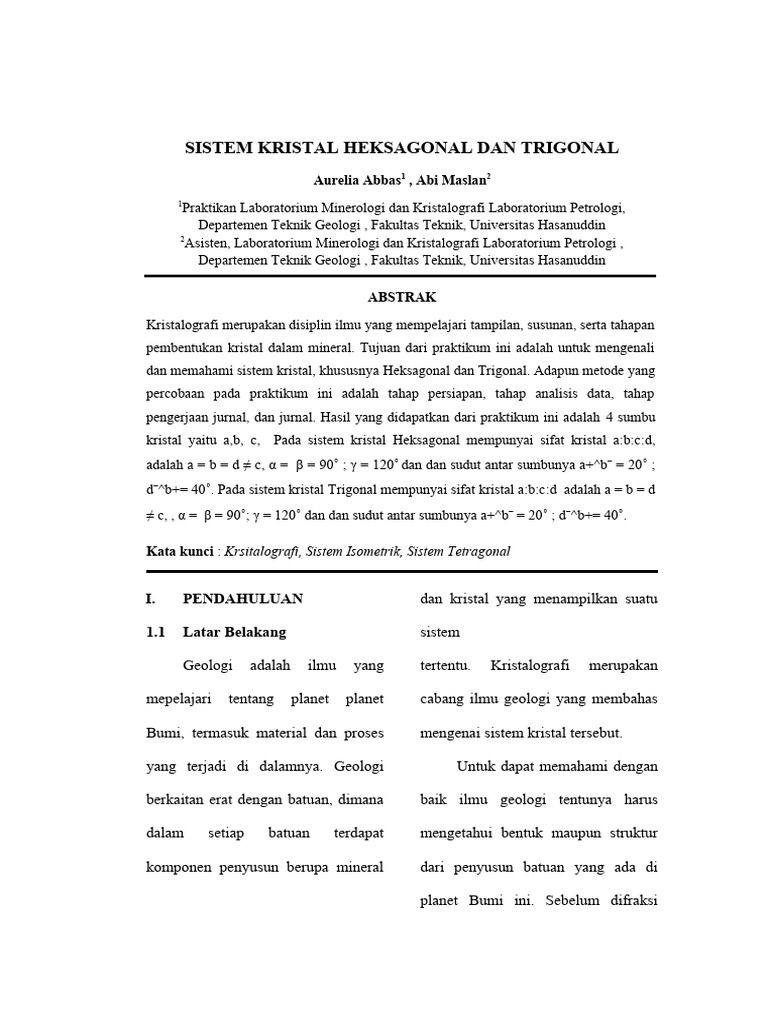 SISTEM KRISTAL HEKSAGONAL DAN TRIGONAL-1 | PDF