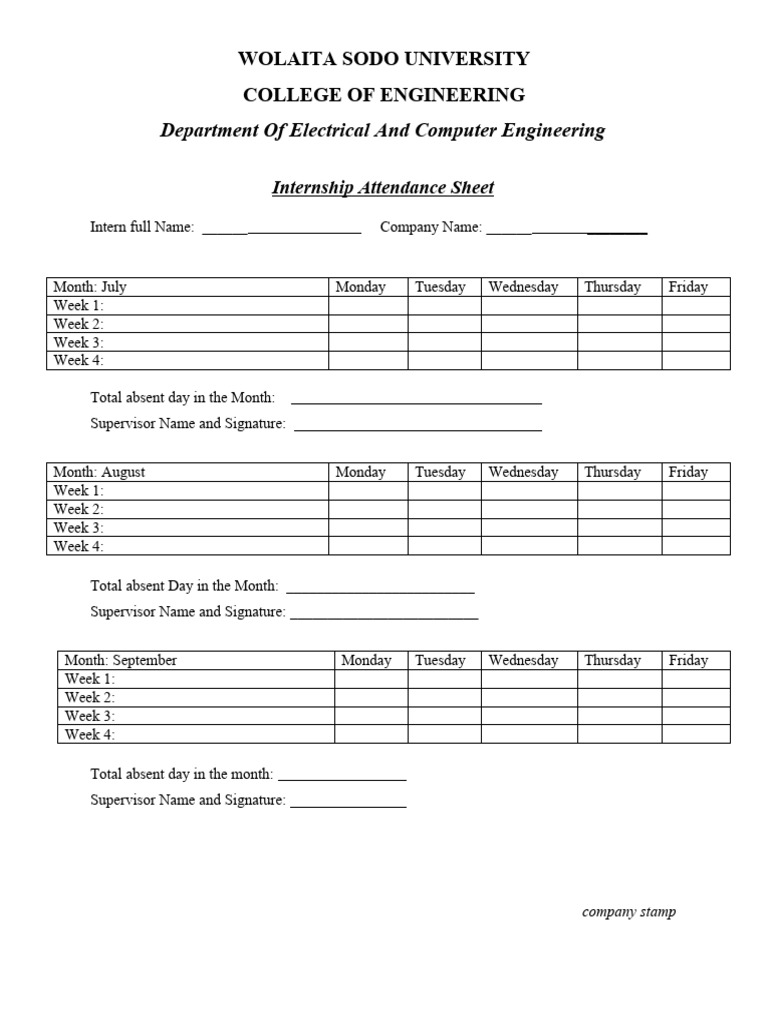 1, Internship Attendance, Performance Evaluation and Report Format | PDF