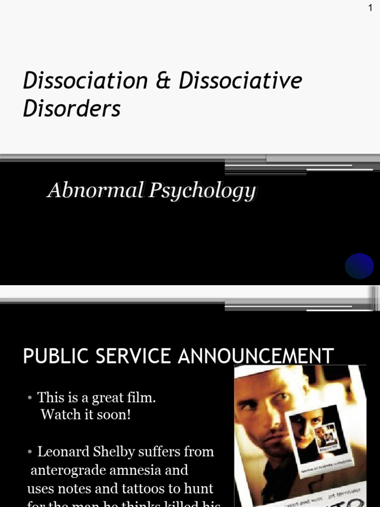 Dissociative Disorders Overview | PDF | Dissociation (Psychology ...