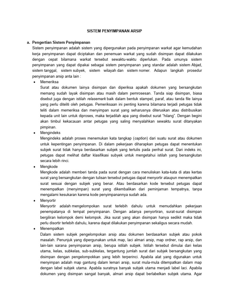 Sistem Penyimpanan Arsip | PDF