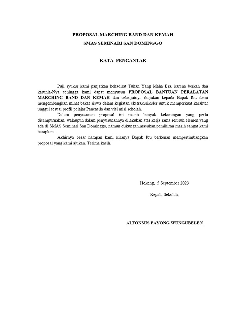 Contoh Proposal Marcing Band | PDF