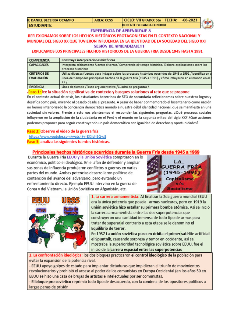 Eda 5to Act. 11 Hechos de La Guerra Fria | PDF | Unión Soviética ...