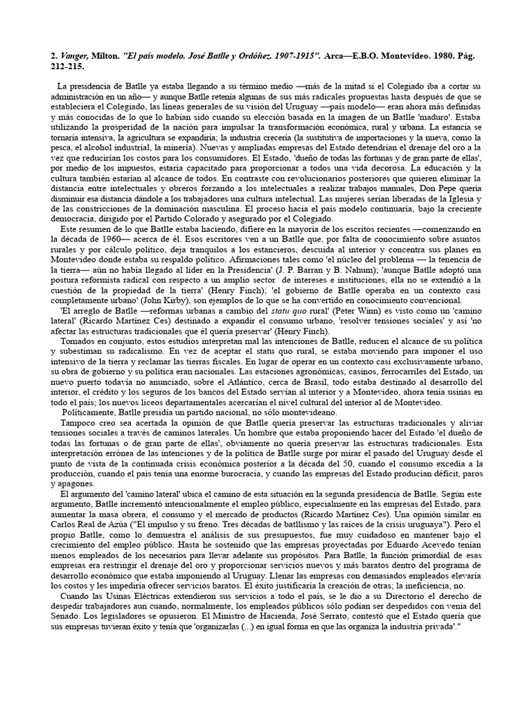 Batlle y Ordóñez: Visión y Críticas | PDF | Democracia | Ideologías ...