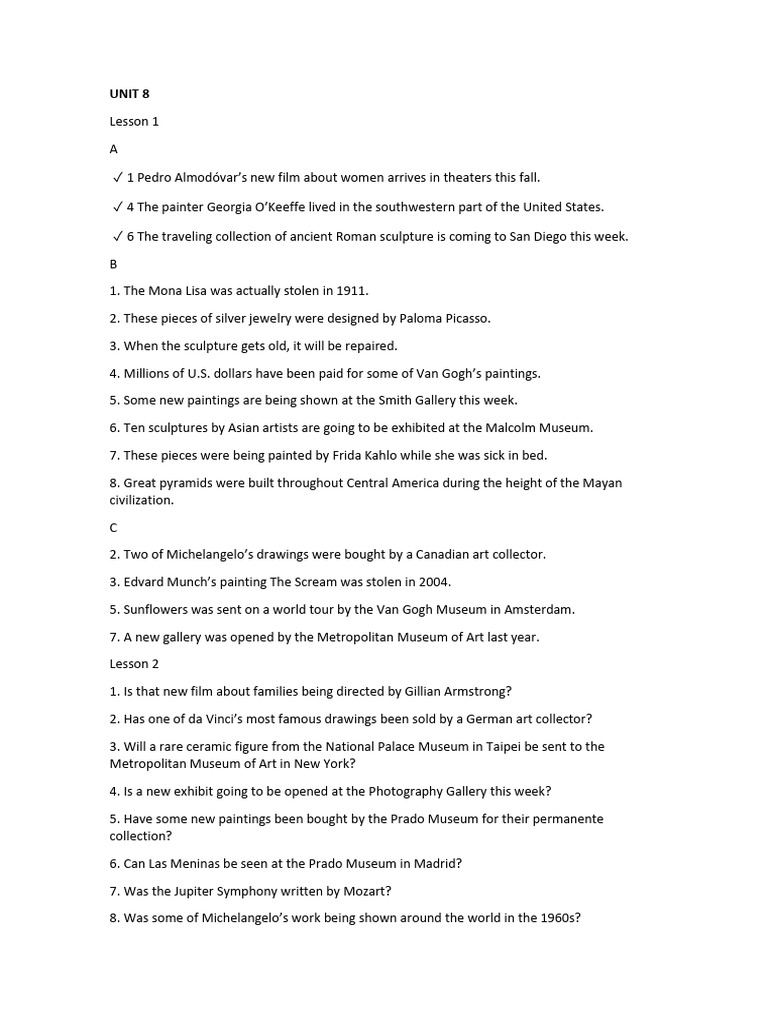 Gramar Booster Unit 8, 9 y 10 | PDF | Art