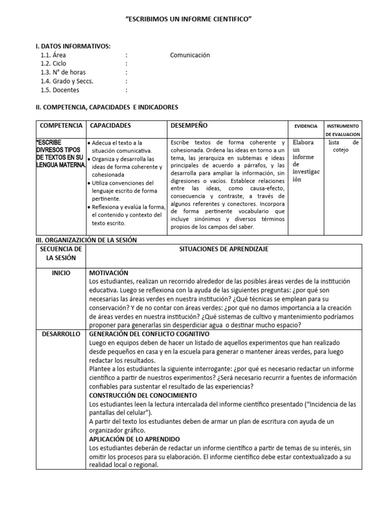 Informe Científico: Guía de Redacción | PDF | Evaluación | Modificación ...