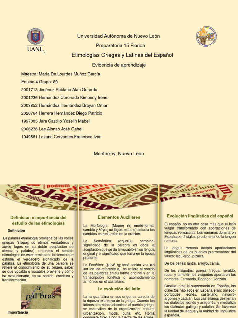 EV1_ETIMOLOGÍAS | PDF | Lengua española | latín