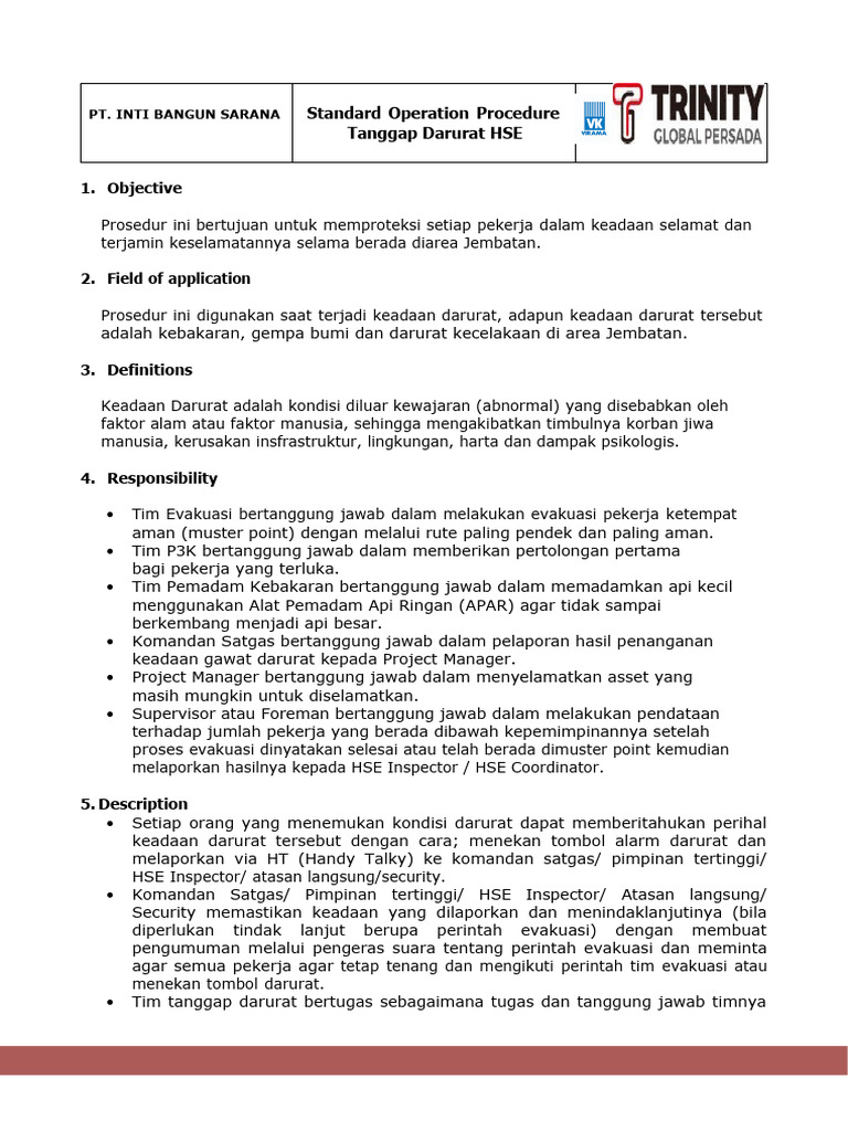 Lampiran 8 SOP Tanggap Darurat HSE | PDF