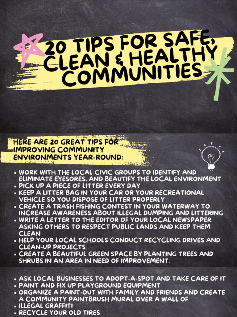 20 Tips For Safe, Clean & Healthy Communities | PDF | Recycling | Waste