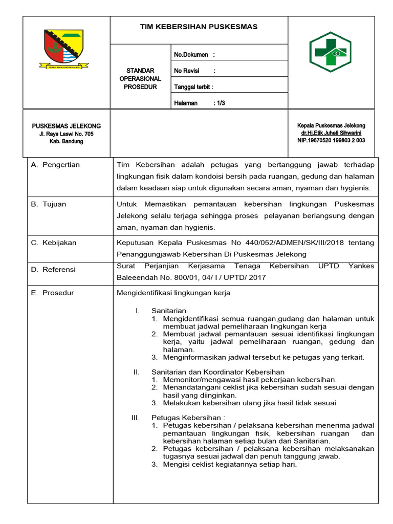 Sop Kebersihan | PDF