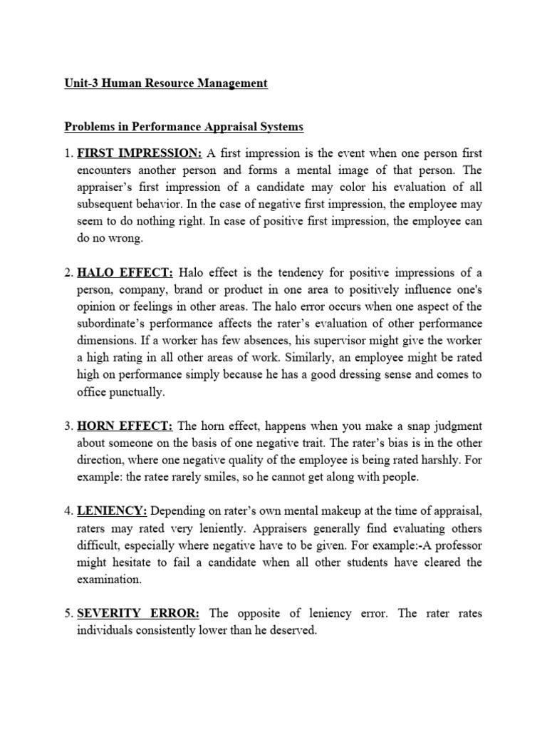 Human Resource Management Unit-3 H | PDF | Performance Appraisal ...