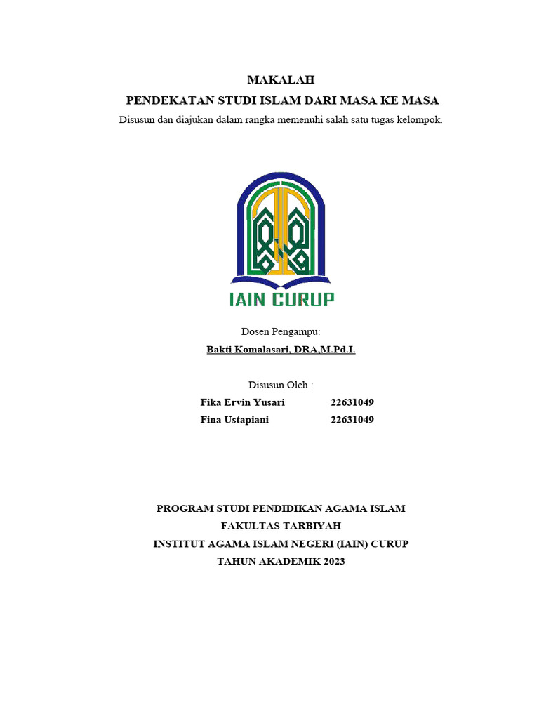Pendekatan Studi Islam | PDF