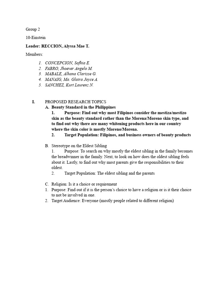 4thQ Research Proposal | PDF | Philippines | Politics And Race