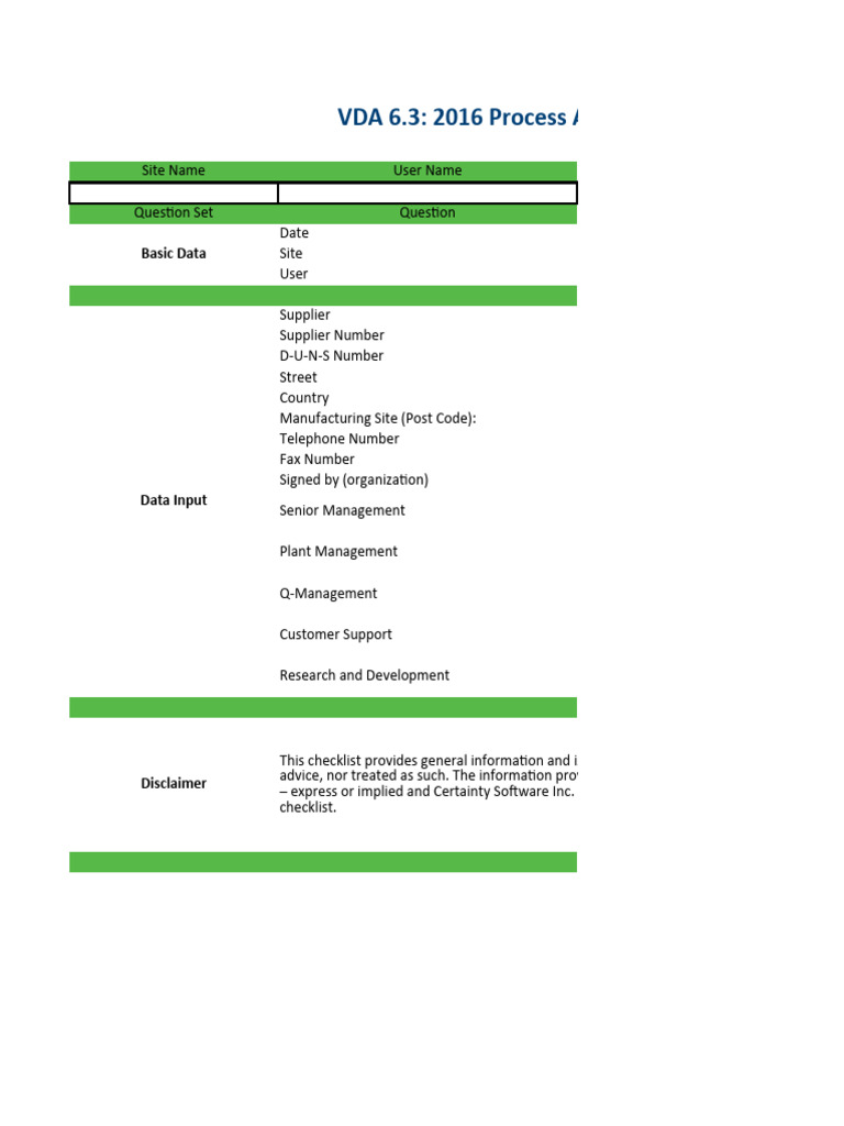 VDA 6.3 2016 Process Audit Checklist | PDF | Audit | Information