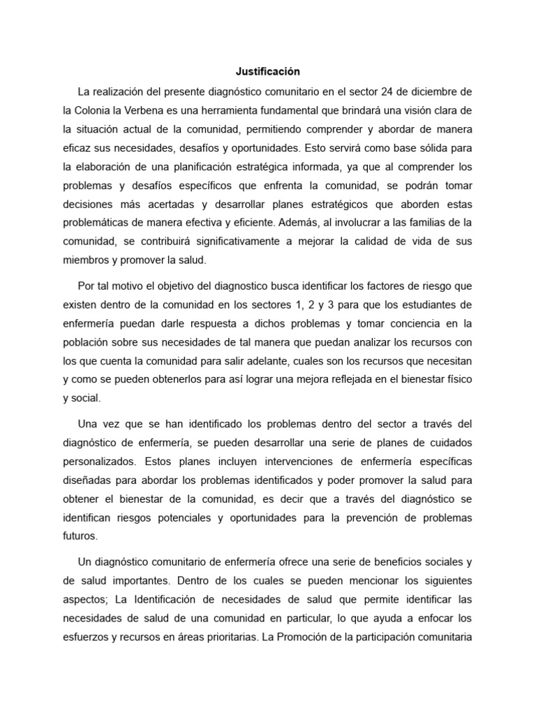 Justificación DX Comunitario | PDF | Estilo de vida