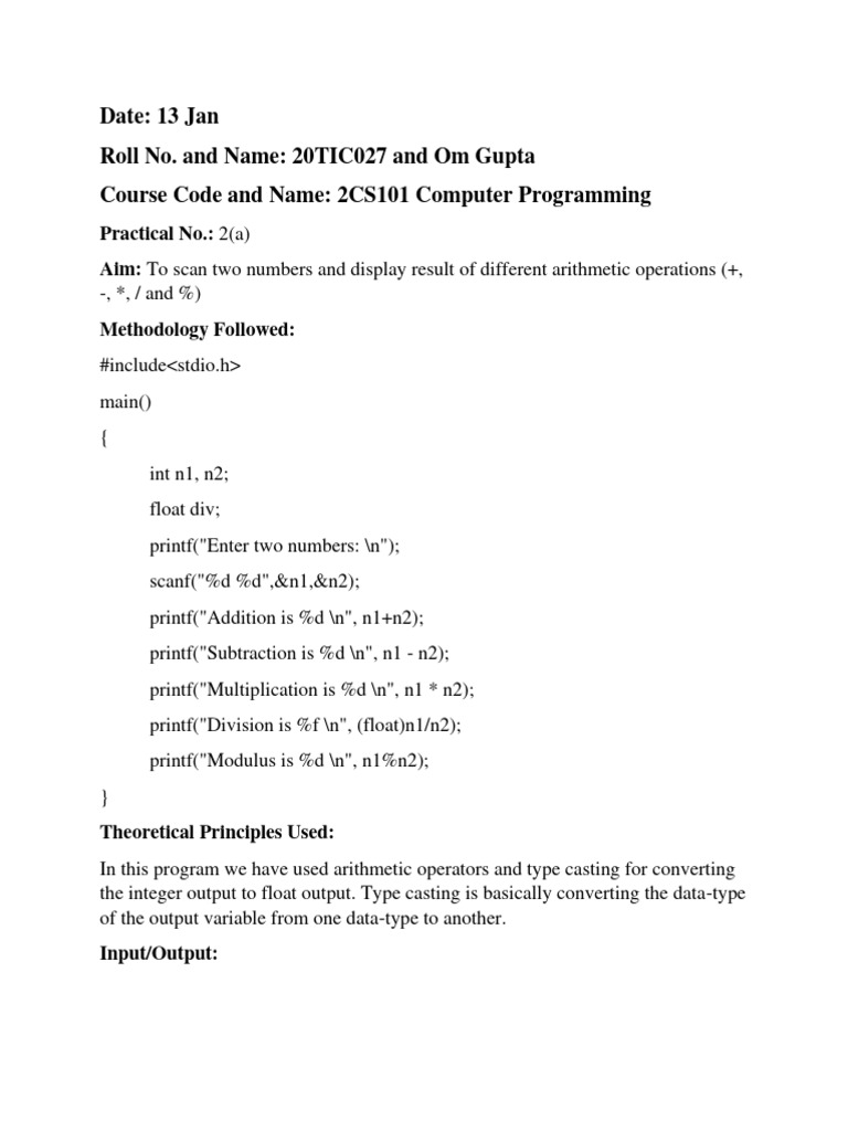 20TIC027 Practical2 | PDF | Fahrenheit | Computer Engineering