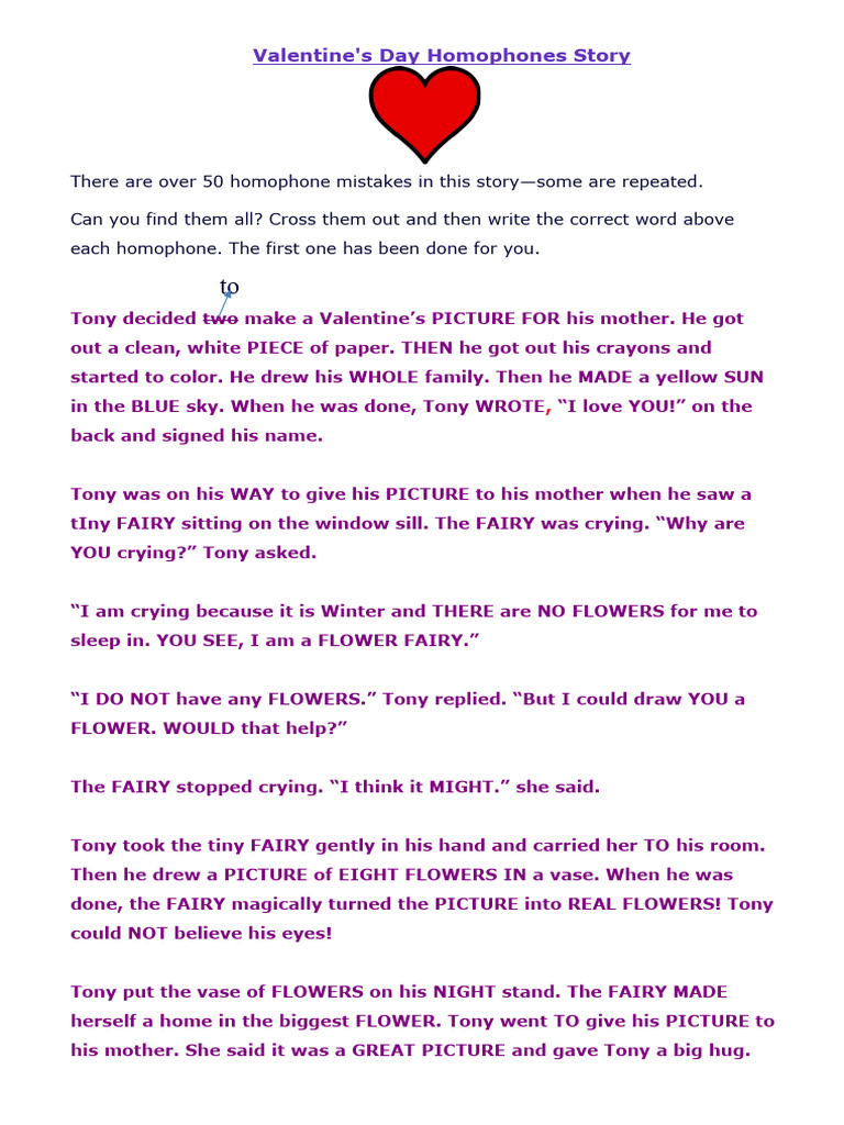 Valentine's Day Homophone Challenge | PDF