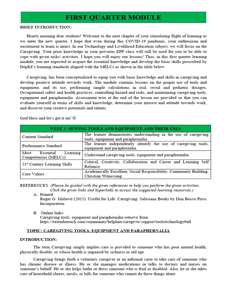 T.L.E 7 3Q | PDF | Caregiver | Thermometer