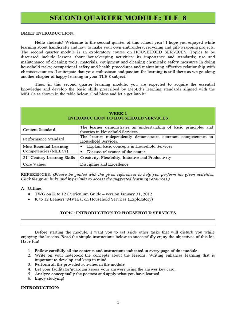 T.L.E. 08 2Q | PDF | Housekeeping | Domestic Life