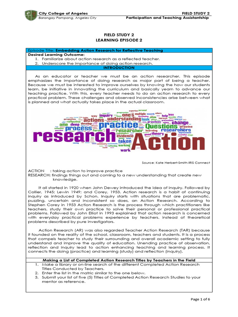 Action Research in Field Study 2 | PDF | Teachers | Action Research