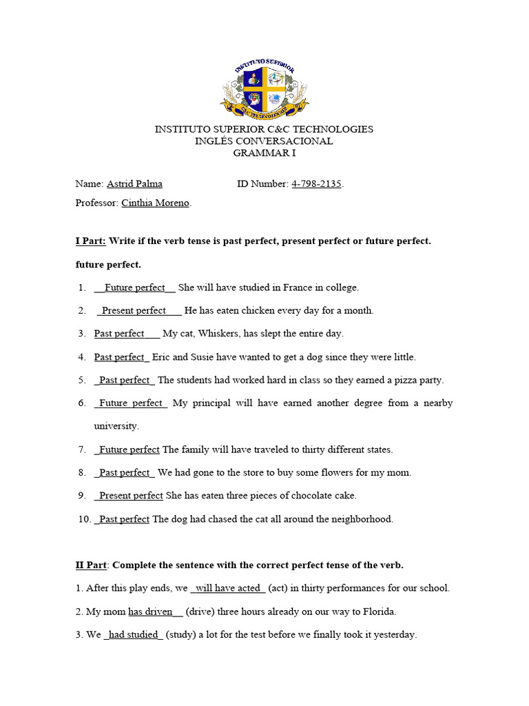 Workshop-II-PerfectTenses 873 0 | PDF