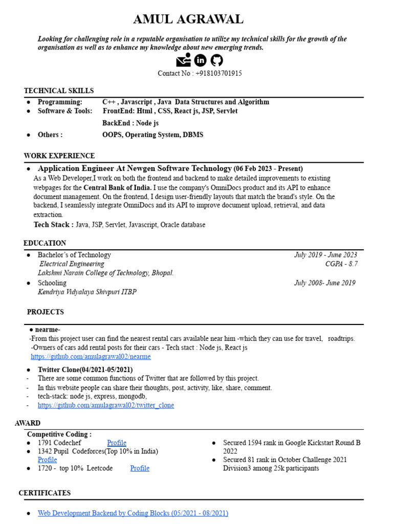 Amul Agrawal | PDF | Java Script | Websites