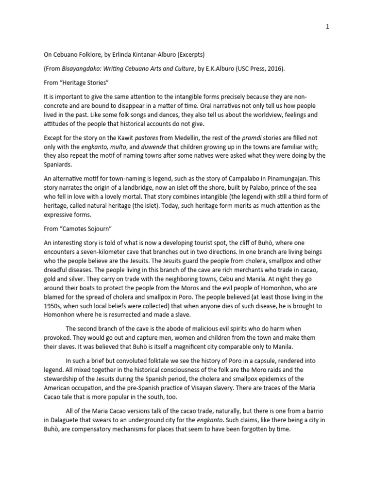 Cebuano Legends and Folklore Insights | PDF | History