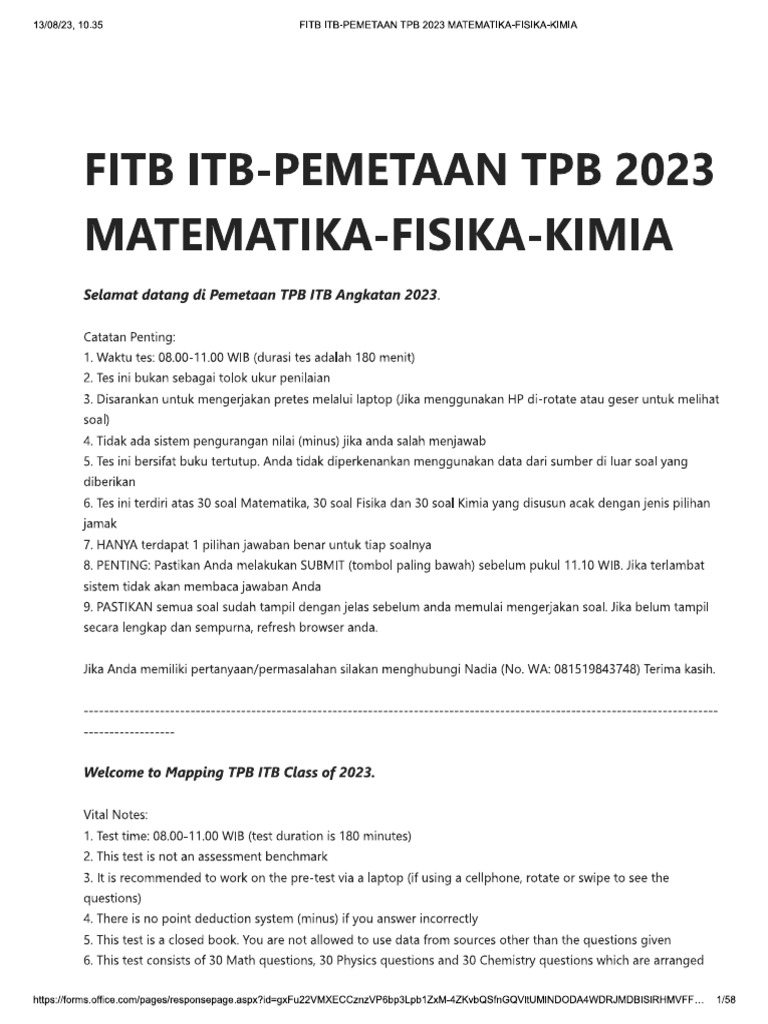 Pre Test | PDF