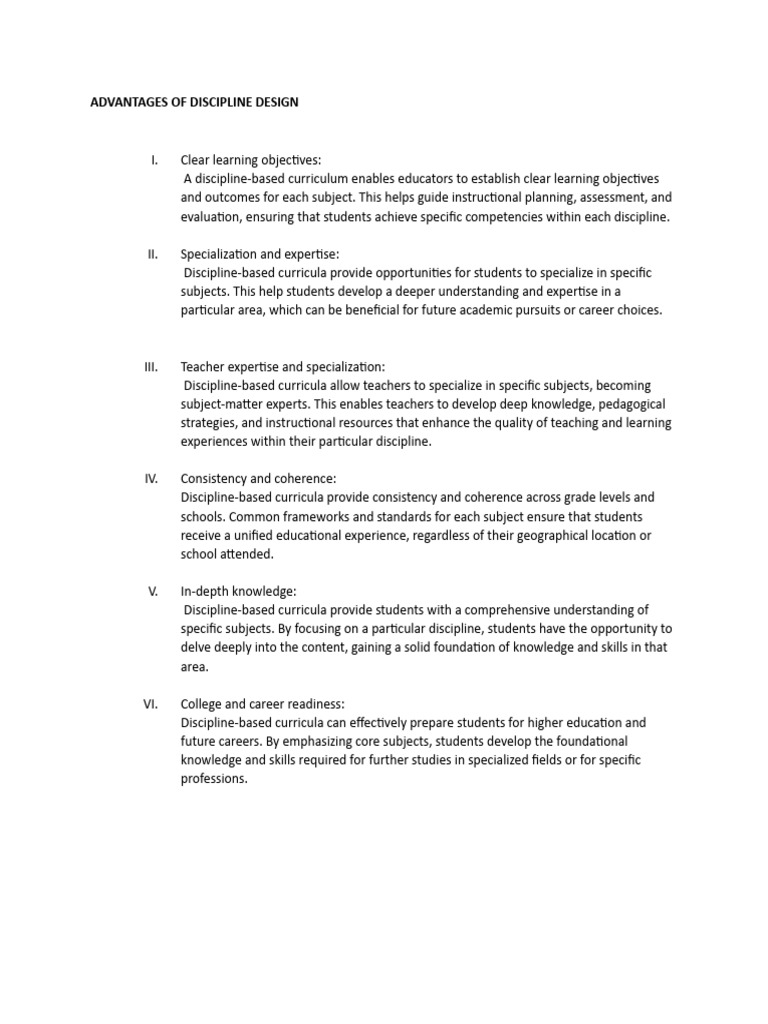 Advantages of Discipline Design | PDF